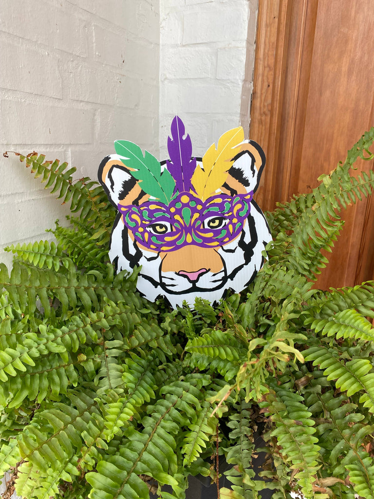 Lovely Reese Mardi Gras Tiger Flower Pot Stick