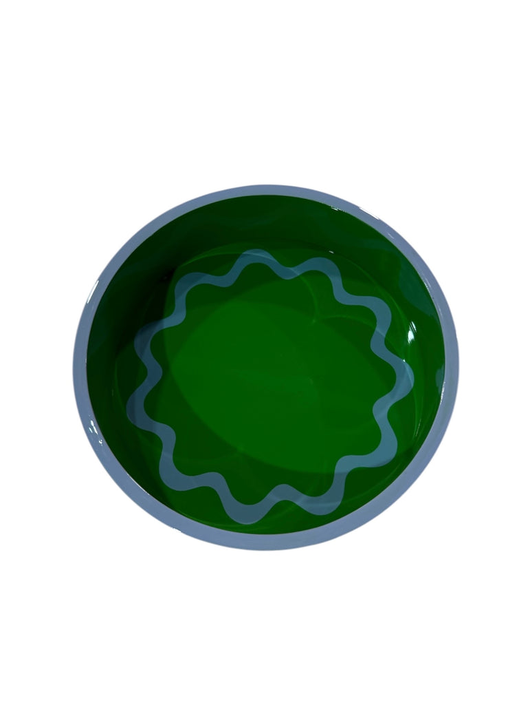 Accessory Jane Small Round Wavy Line Tray- Kelli Green/Baby Blue