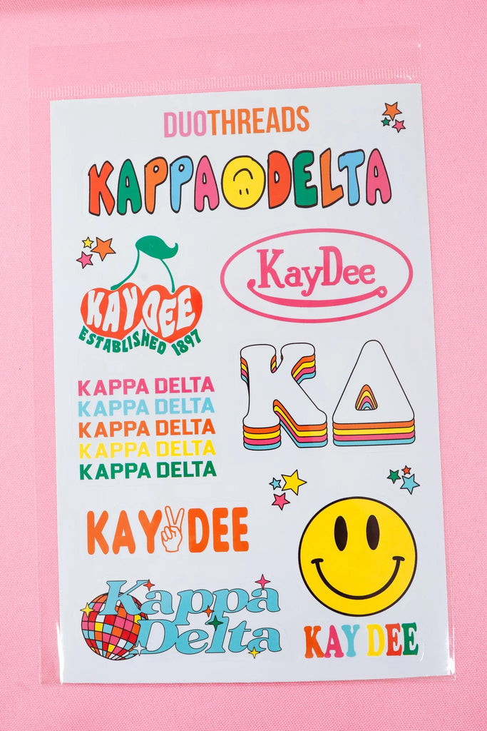 Duo Threads Rainbow Kappa Delta Sticker Sheet