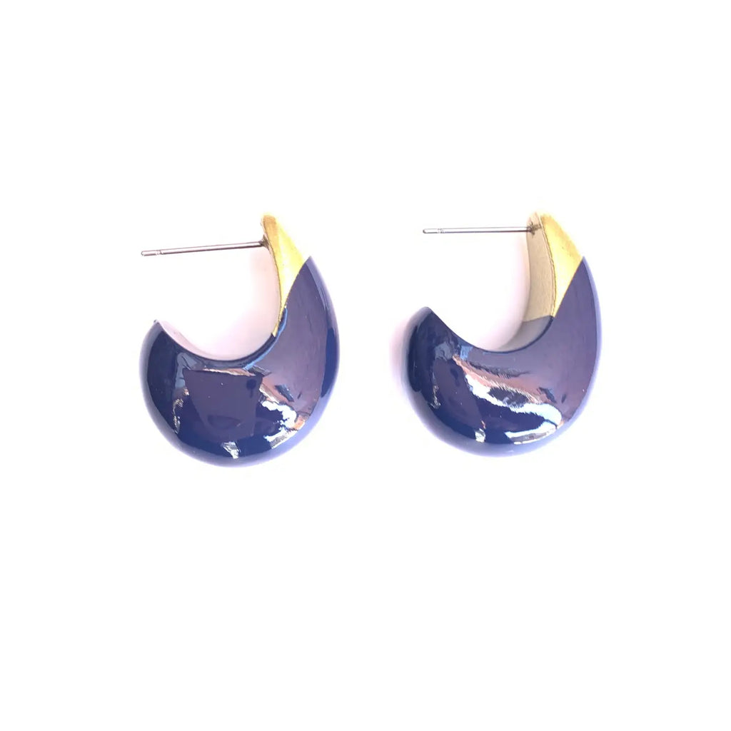 Accessory Jane Lacqured Teardrop Earrings- Navy