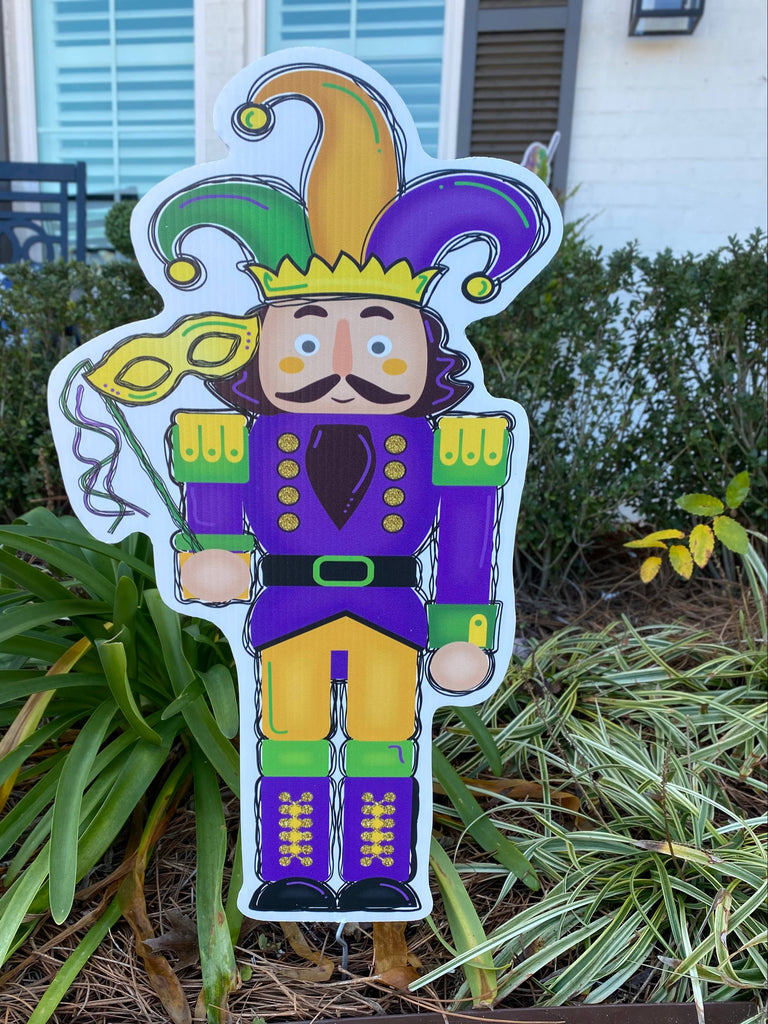 Lovely Reese Mardi Gras Nutcrackers Yard Sign
